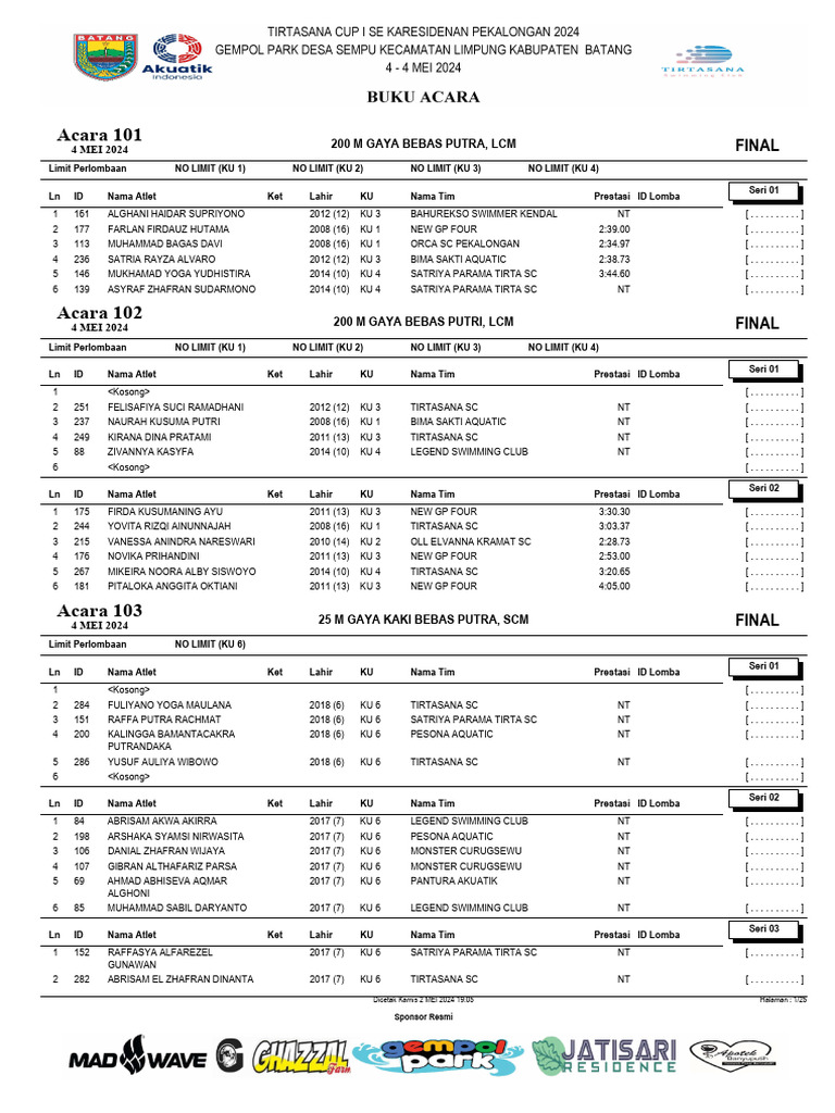 Buku Acara Final | PDF | Physical Exercise | Olympic Games