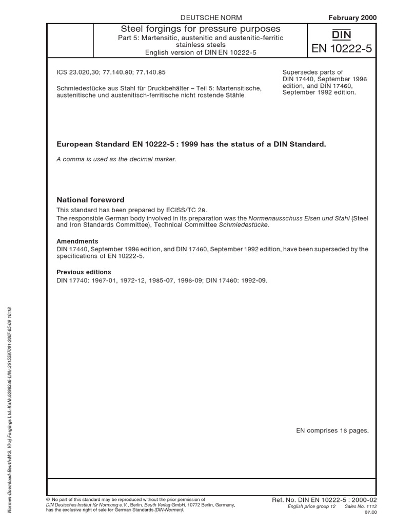 DIN EN 10222-5 | PDF