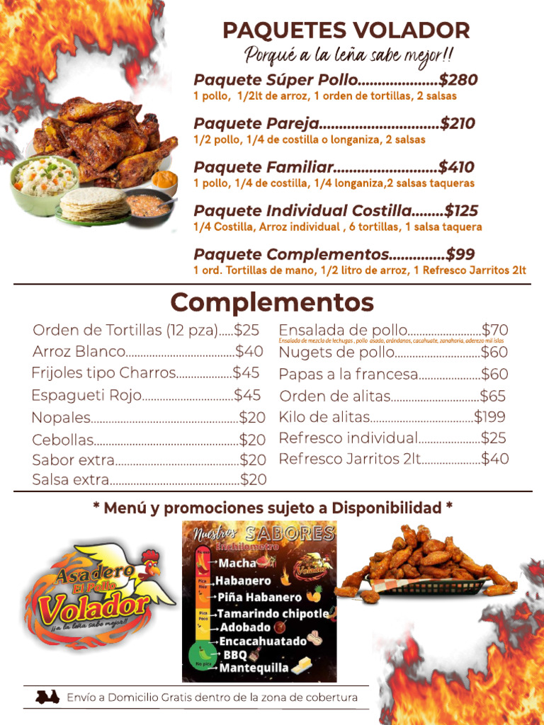 MENU POLLO VOLADOR | PDF