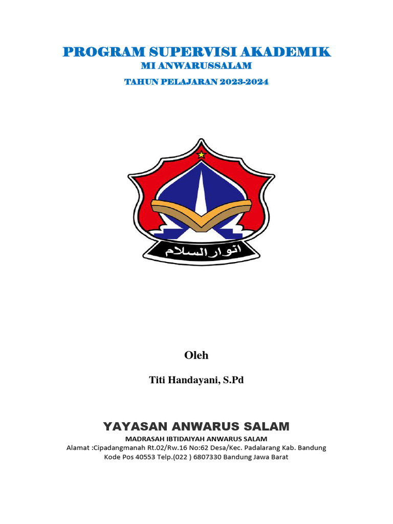 Program Supervisi MI Anwarussalam 2023-2024 | PDF | Karier & Perkembangan | Bisnis