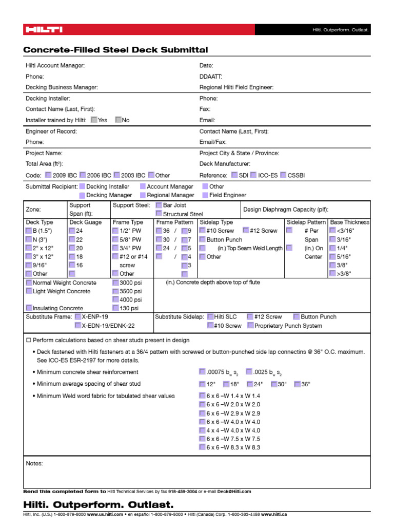 Hilti - Floor - and - Form - Deck - Submittal - Request - v2 - 1r 2 | PDF | Building Engineering ...