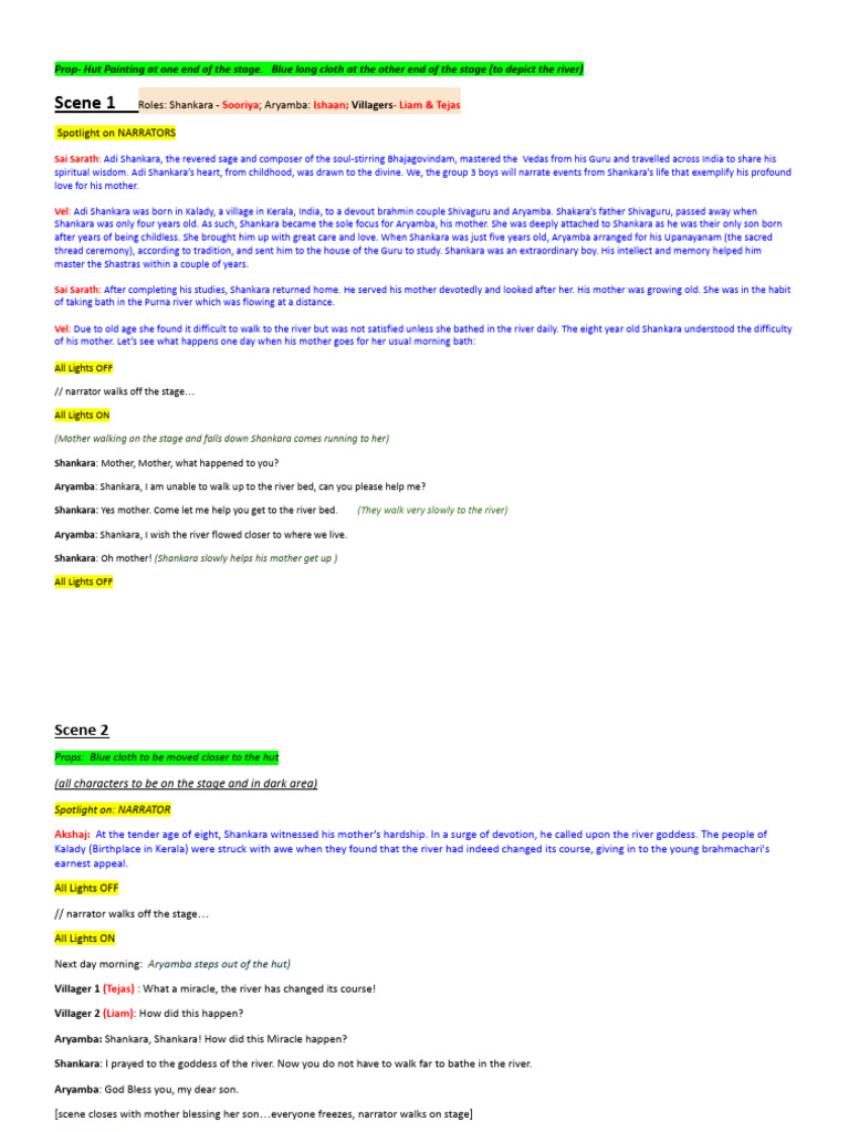 Shankara's Love For His Mother-Play | PDF