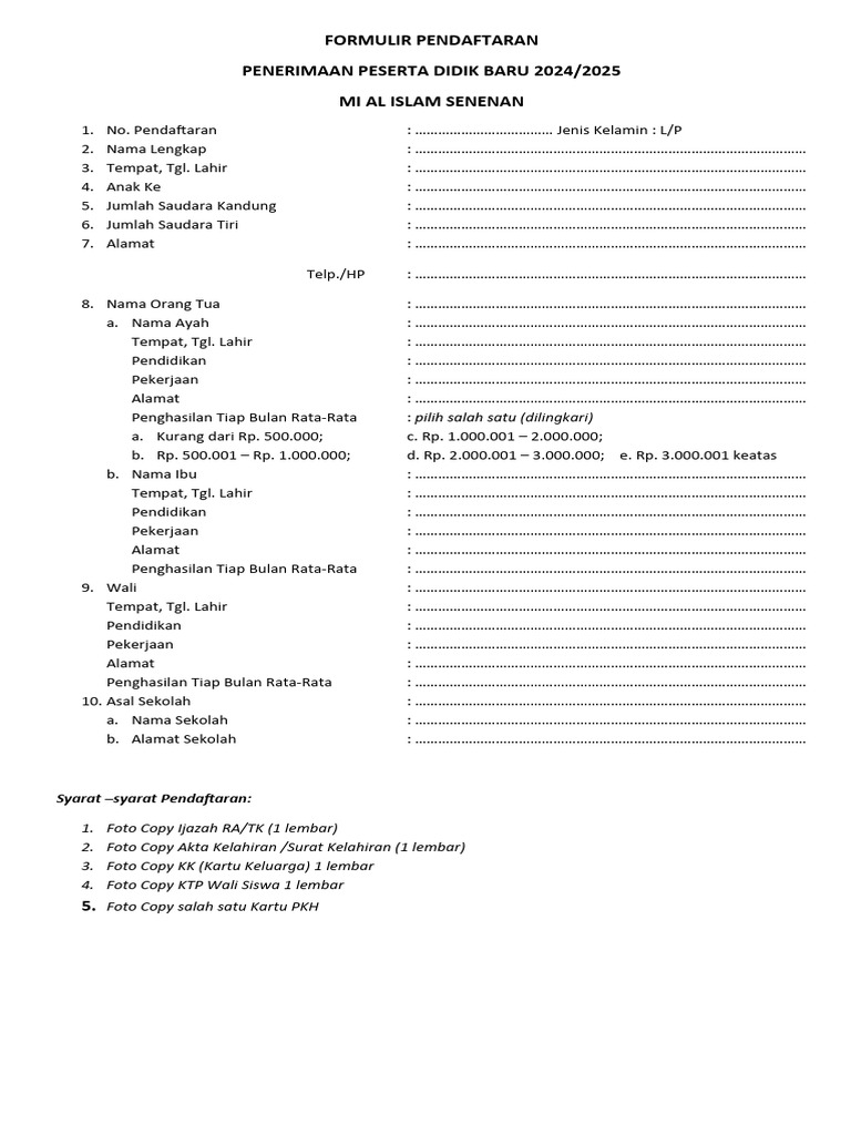 Formulir PPDB 2024 | PDF