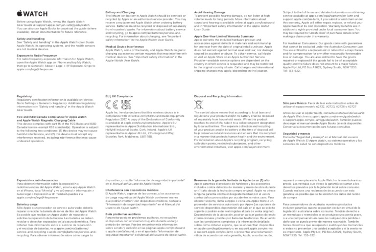 Apple Watch User Guide Overview | PDF | Apple Inc. | Apple Watch