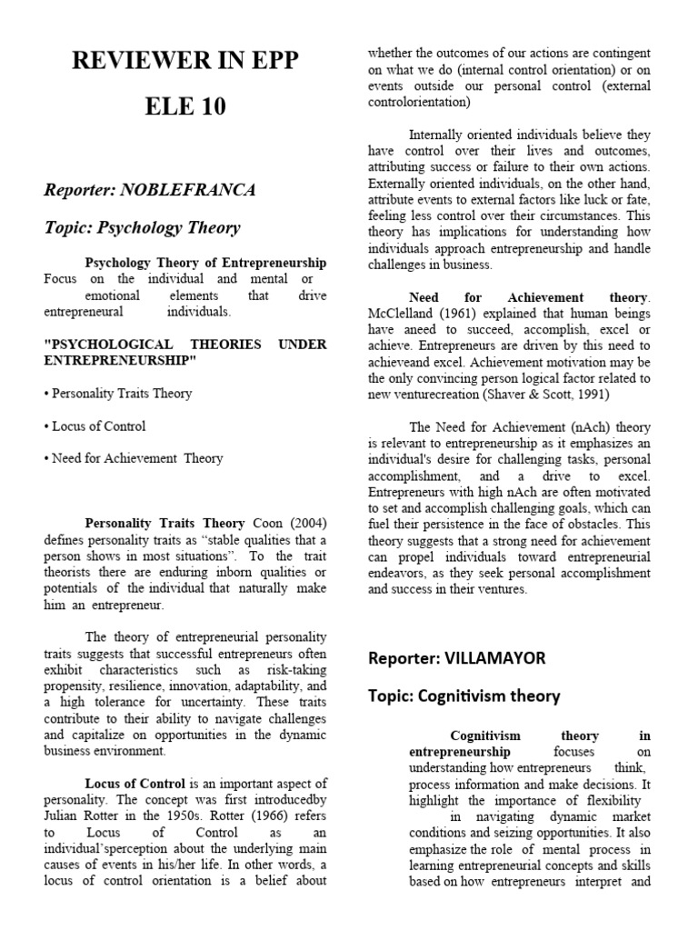 Reviewer In Epp Wps Office Pdf Entrepreneurship Agriculture