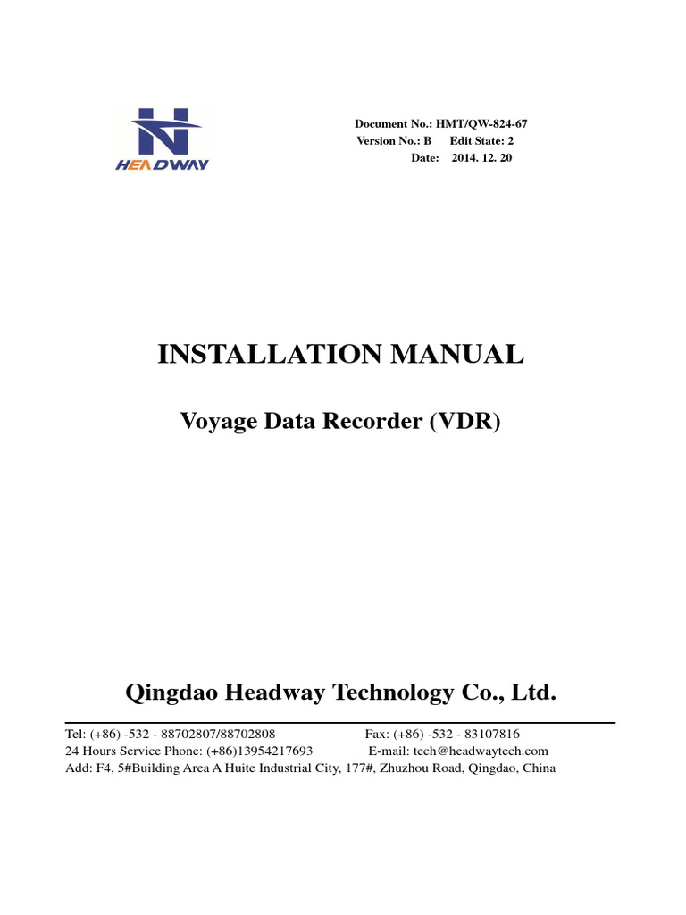 VDR - HMT100A - Installation Manual | PDF | Screw | Information And ...