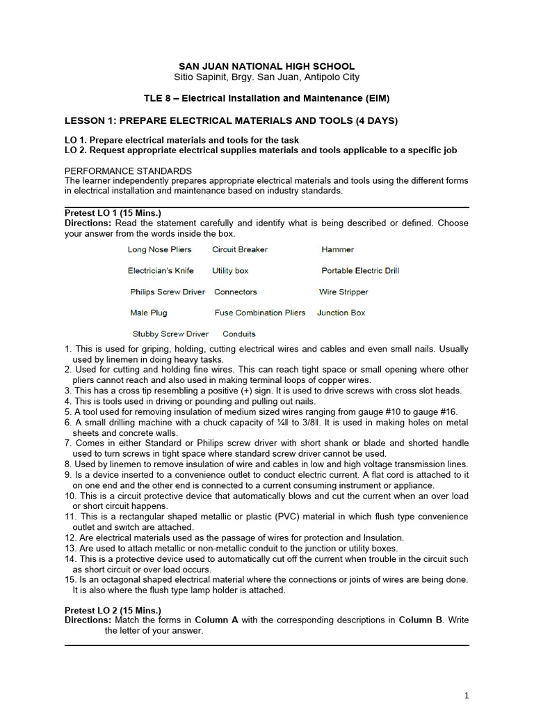01 Week Tle 8 - Eim Module - A4 - Ro | PDF | Electrical Connector ...