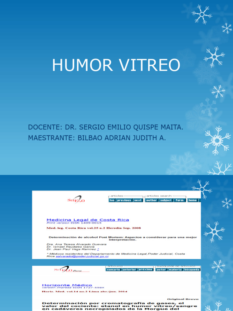 HUMOR VITREO Diapositivas | Descargar gratis PDF | Cadáver | Etanol