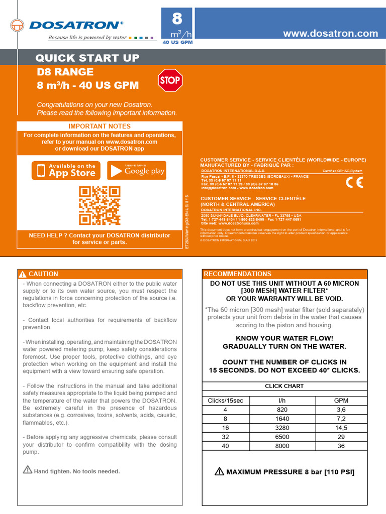 D8RE_QS_guide | PDF | Pump | Water