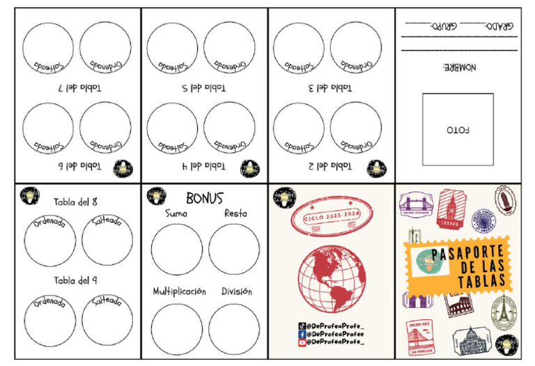 Pasaporte de Las Tablas de Multiplicar | PDF