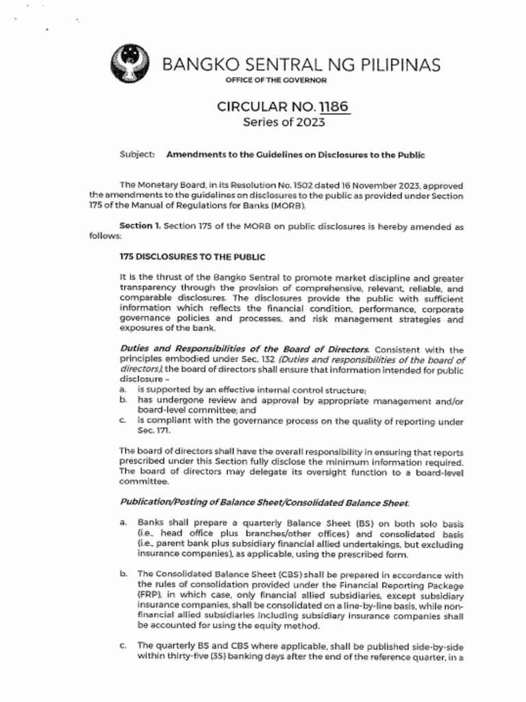 Amendments to Public Disclosure Guidelines | PDF | Banks | U.S ...