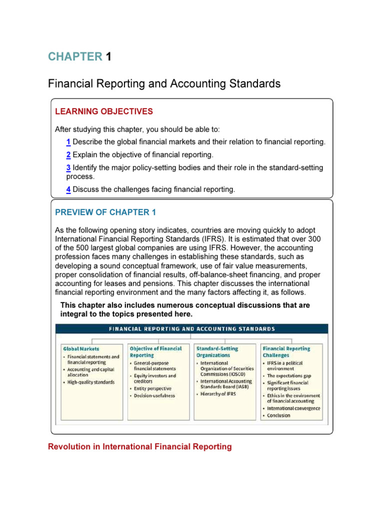 1 Financial Reporting and Accounting Standards: Learning Objectives ...