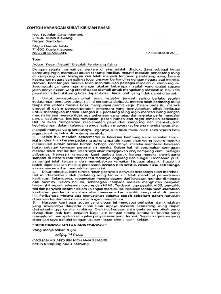 Contoh Karangan Berformat | PDF