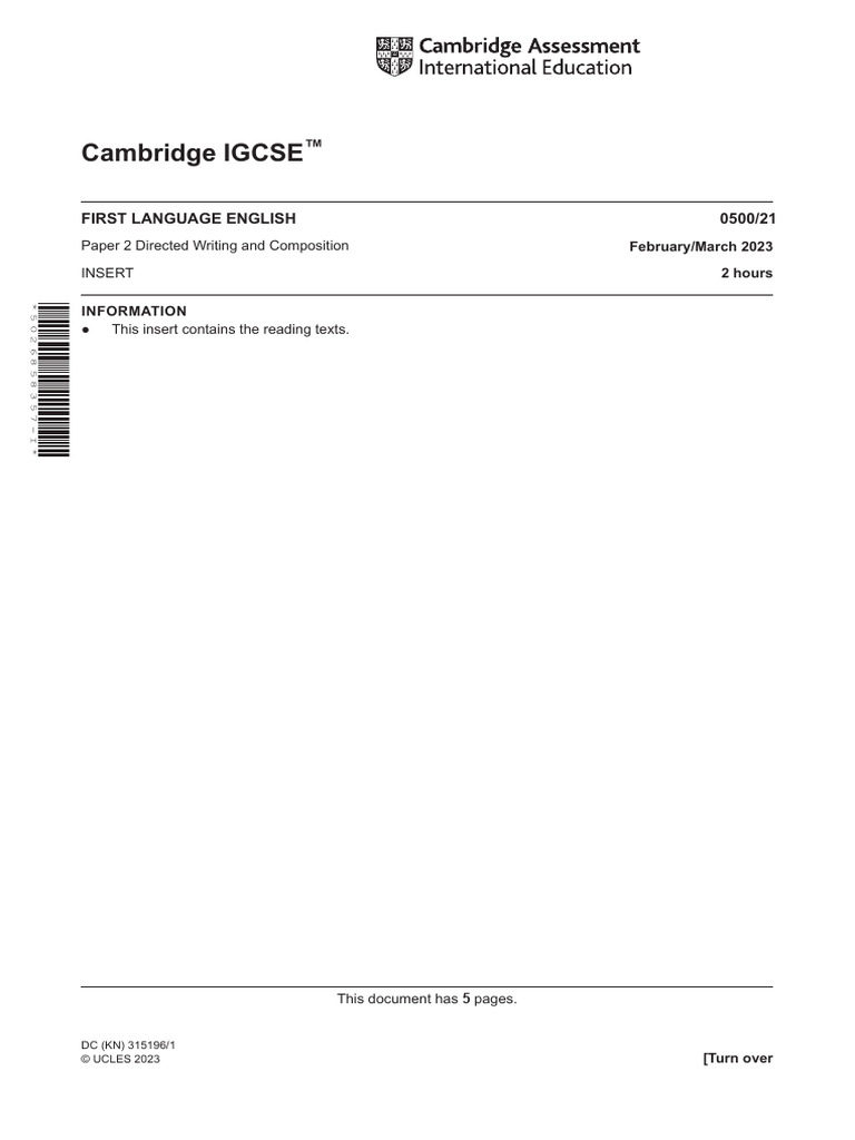 Cambridge IGCSE 0500 Paper 2 (XII) | PDF | Fashion | Cost Of Living