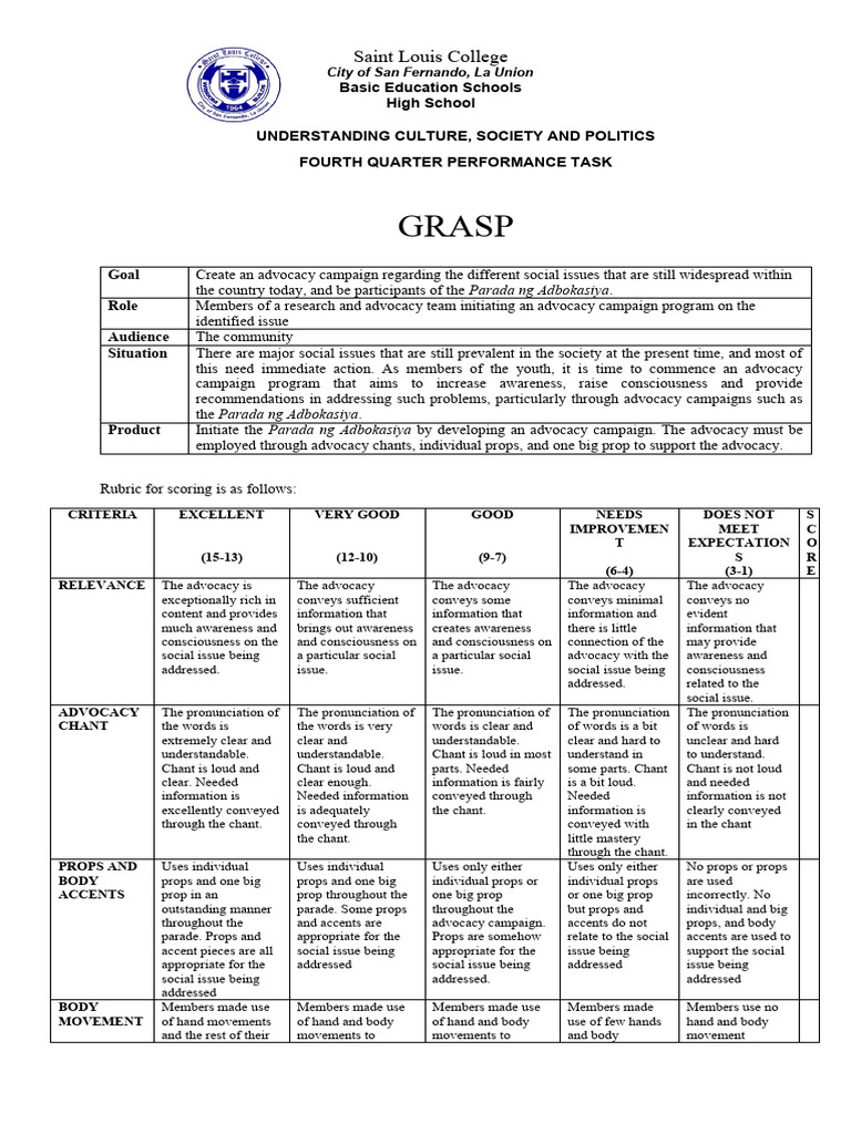 Advocacy Campaign UCSP PT GRASP | PDF | Philippines | Urbanization