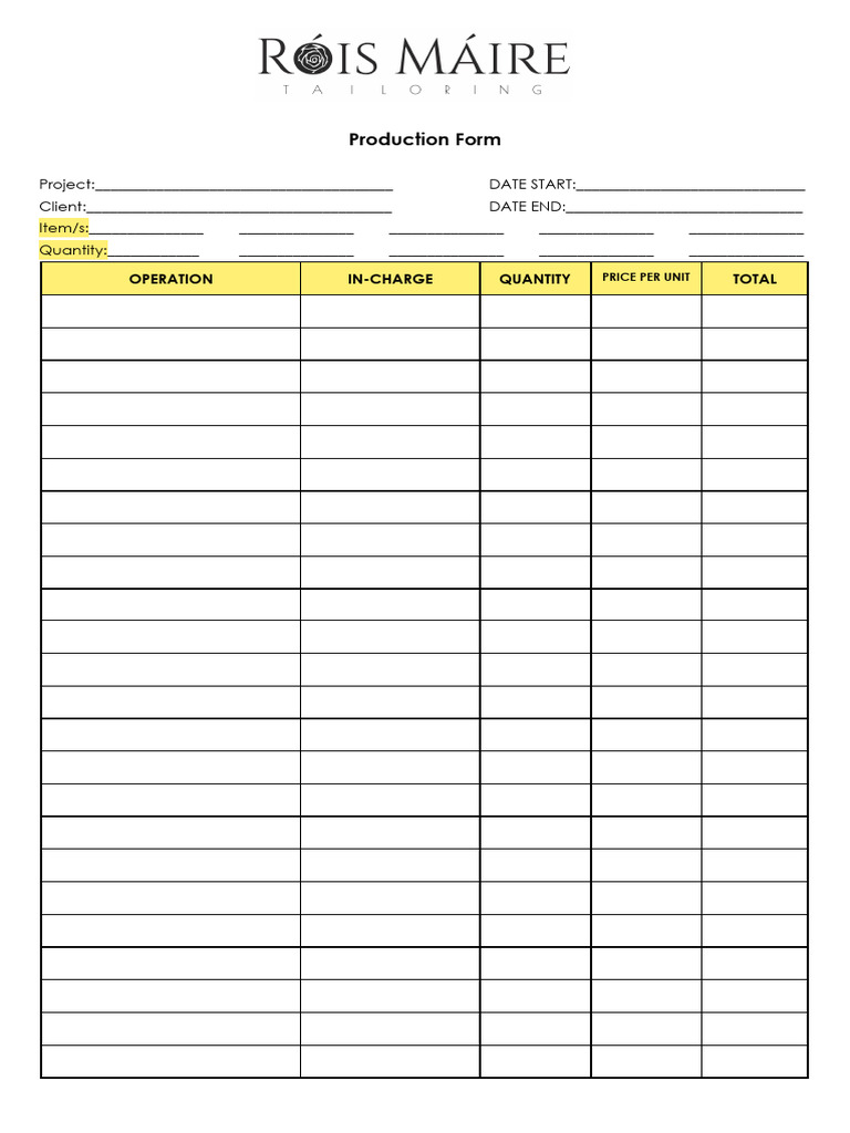 Production Form | PDF