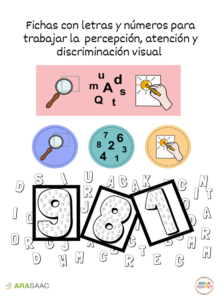 Atencion y Discriminacion Visual Letras y Numeros Aula Teaptc | PDF