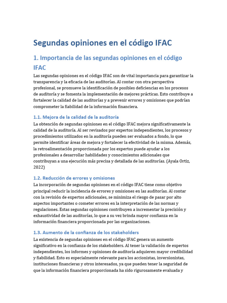 Segundas Opiniones en El Código IFAC | PDF | Auditoría