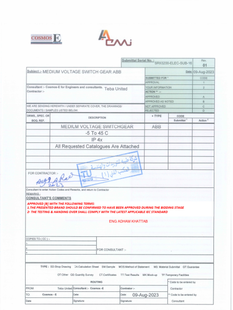RES 16-MV SWGR Submittal Accmi Project ABB Rev.01 | PDF | Relay | Battery Charger