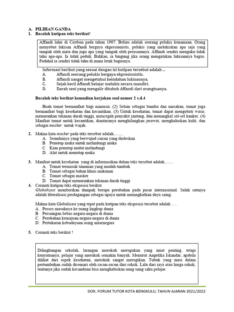 Soal Upk B. Indonesia Paket B | PDF | Perjalanan | Seni & Disiplin Bahasa