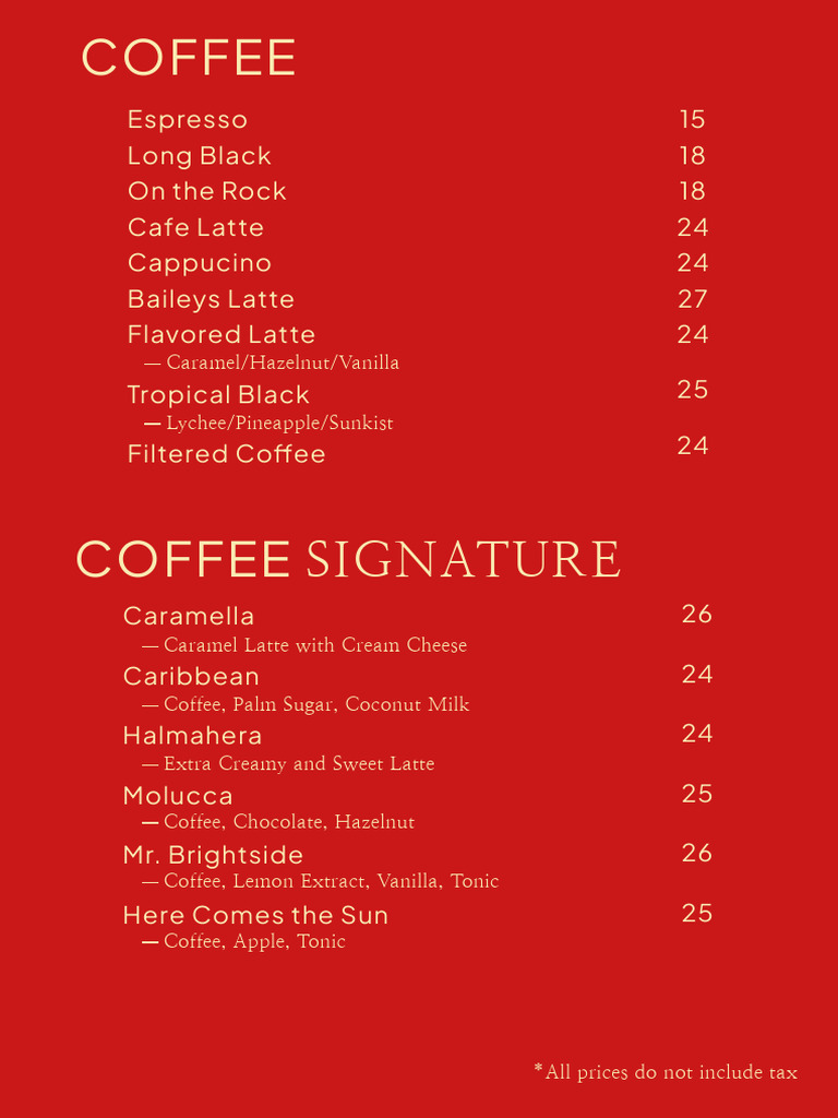 Menu Taman Malabar | PDF | Coffee | Caramel