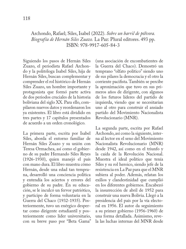 Biografía de Hernán Siles Zuazo | PDF | Bolivia