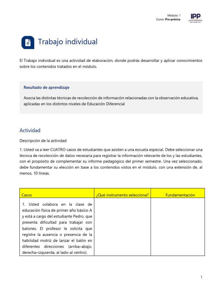 M1-TI-Pre Práctica - 1205571010 | PDF | Aprendizaje | Modificación de comportamiento