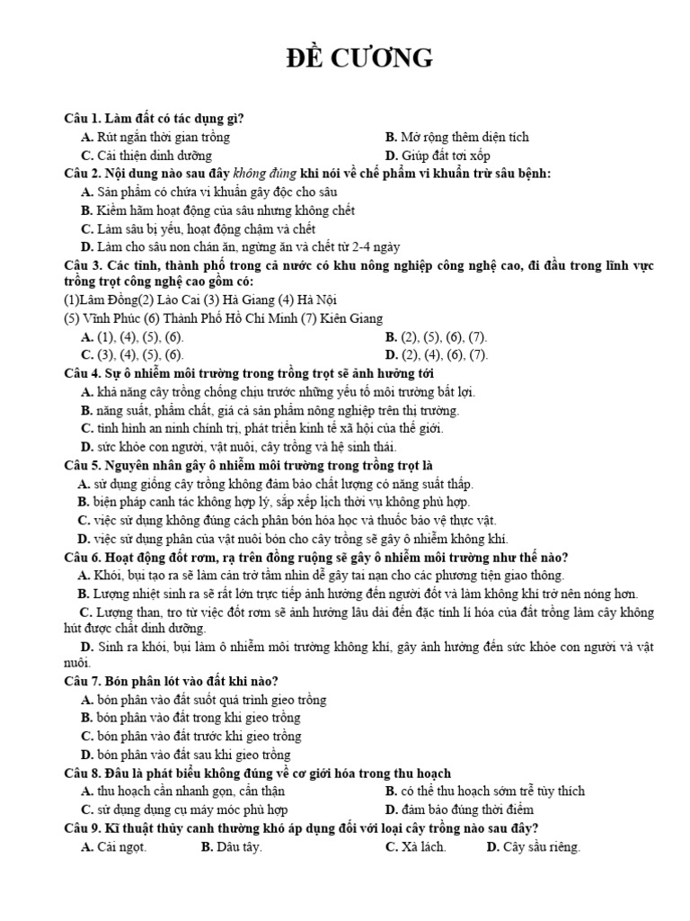 ĐỀ CƯƠNG HKII | PDF