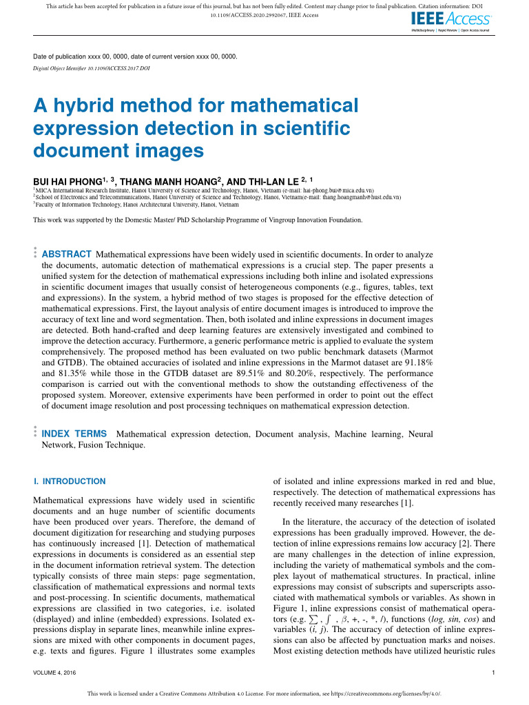 A Hybrid Method For Mathematical Expression Detect | PDF | Image Segmentation | Deep Learning