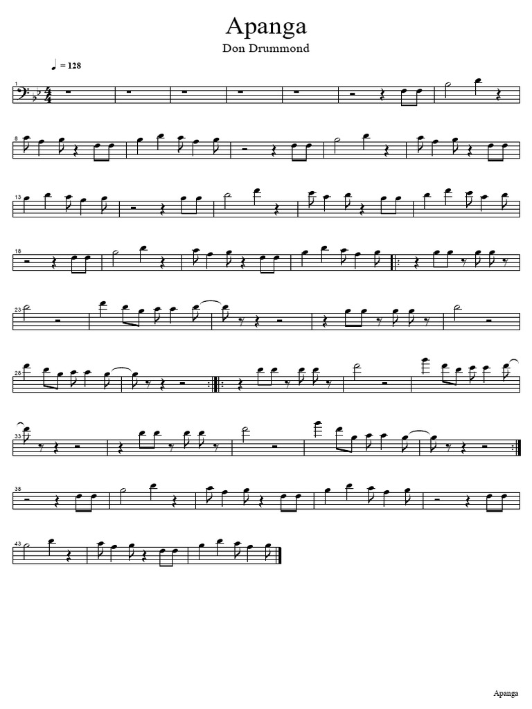 Apanga Trombone Solo Sheet Music | PDF