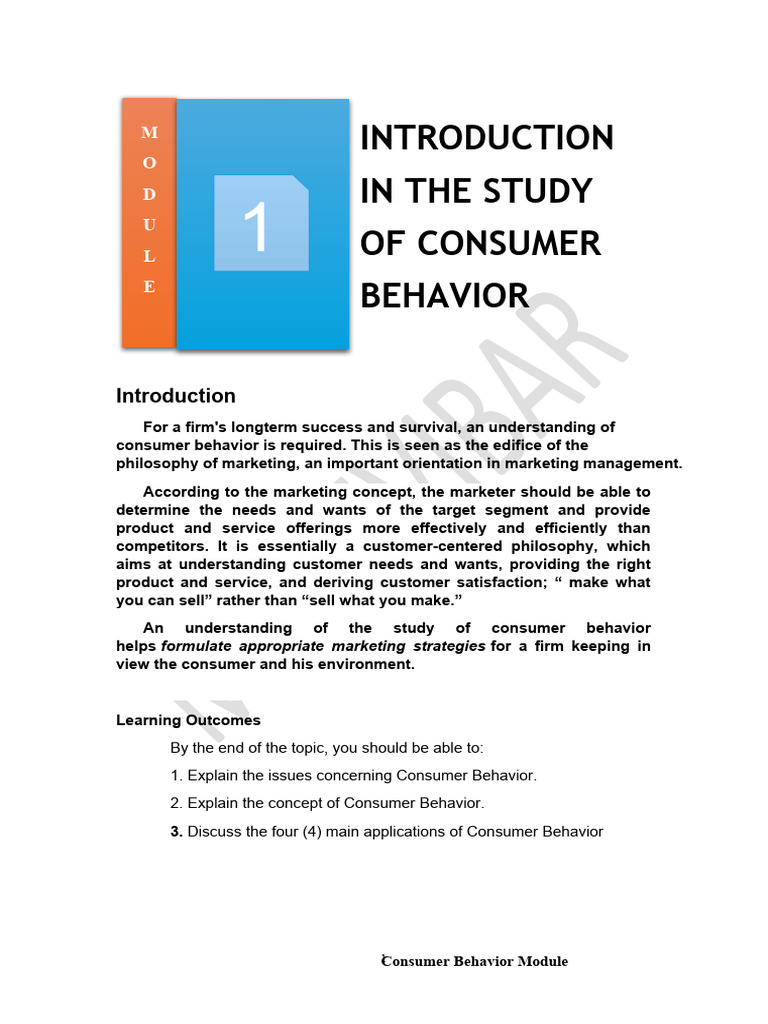 CONSBE-MODULE-I | PDF | Consumer Behaviour | Behavior