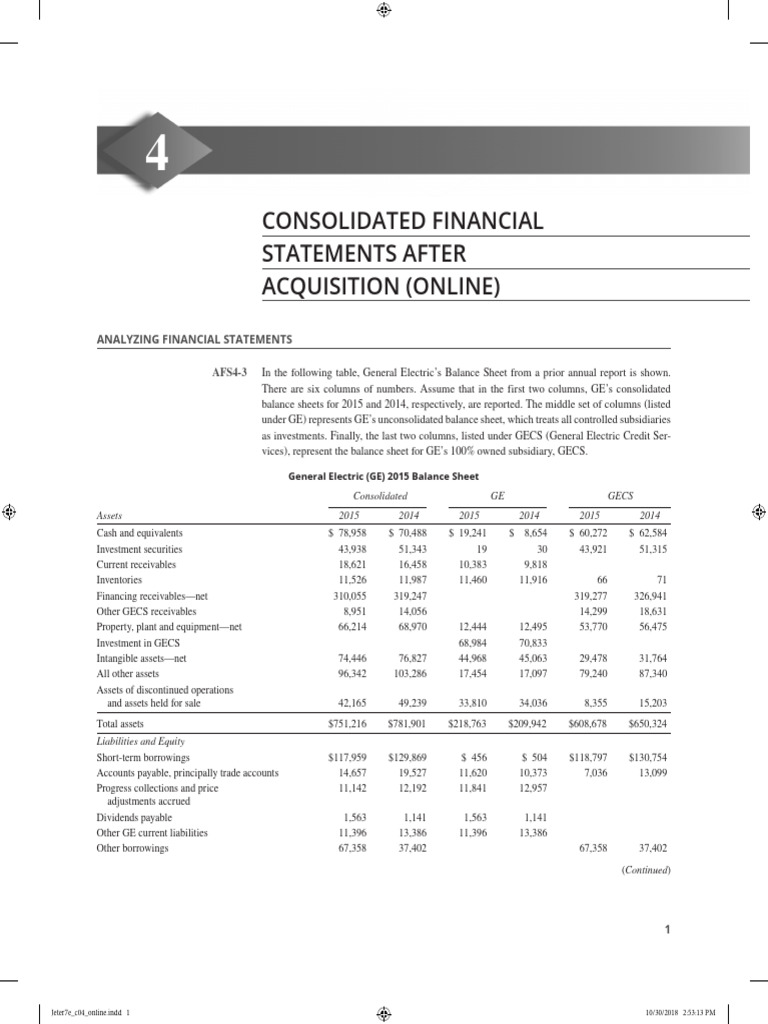 Consolidated Financial Statements After Acquisition (Online) | PDF ...