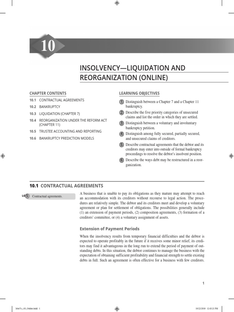 Insolvency-Liquidation and Reorganization (Online) : Learning ...
