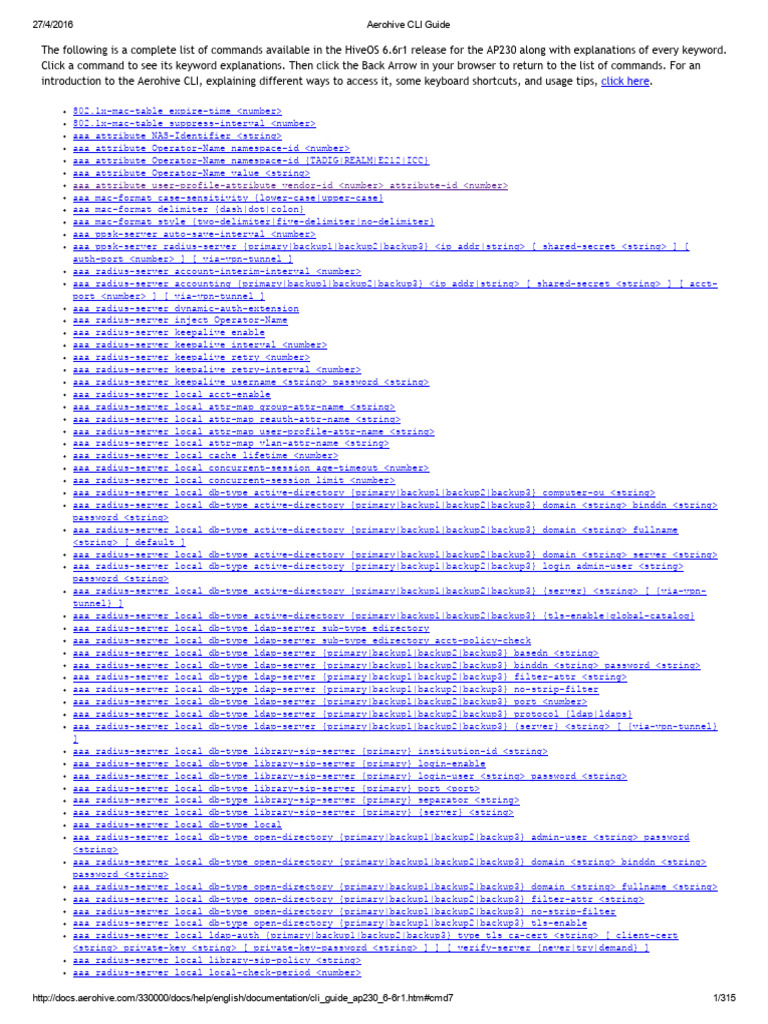 OTROS - Aerohive CLI Guide | Download Free PDF | Proxy Server | Virtual Private Network