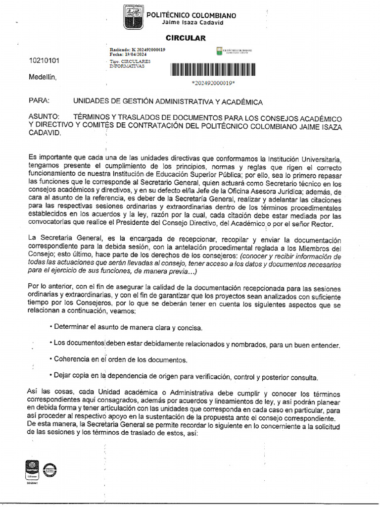 Circular 019 de 2024 | PDF