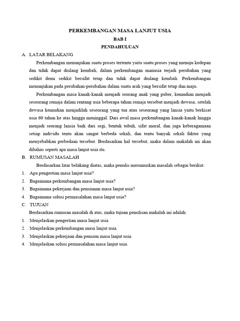 Perkembangan Masa Lanjut Usia Makalah Tina Mala | PDF | Gaya Hidup ...