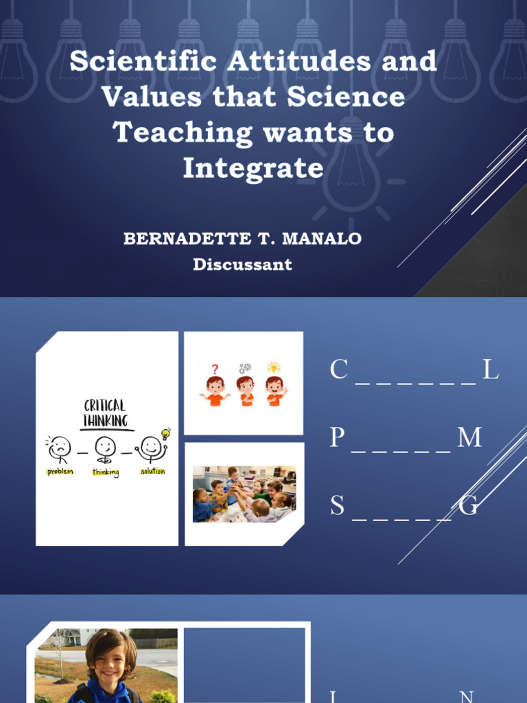 Scientific Attitudes and Values That Science Teaching Wants 1 | PDF ...