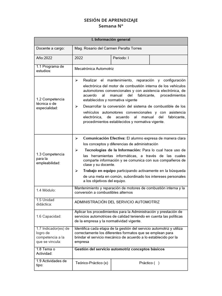 Sesion 7 - B Formato de Sesión de Aprendizaje - Est - VF - Normativa 2019 | Descargar gratis PDF ...