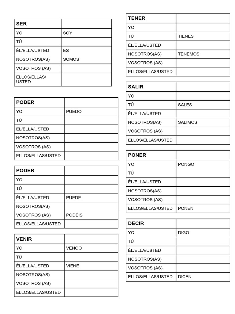 Verbos Presente de Indicativo - Tabla y Frases | PDF | Arte