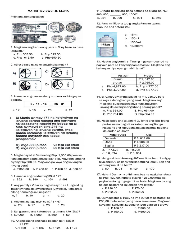 Math3 Reviewer in Ellna | PDF