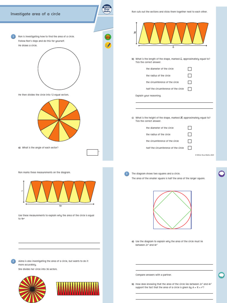 Lesson 1 - Investigate Area of A Circle | PDF | Area | Circle