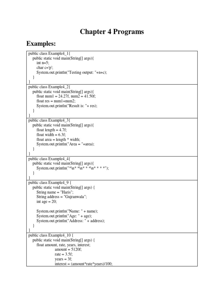 Chapter 4 Programs (Without User Input) | PDF | Division (Mathematics) | Computing
