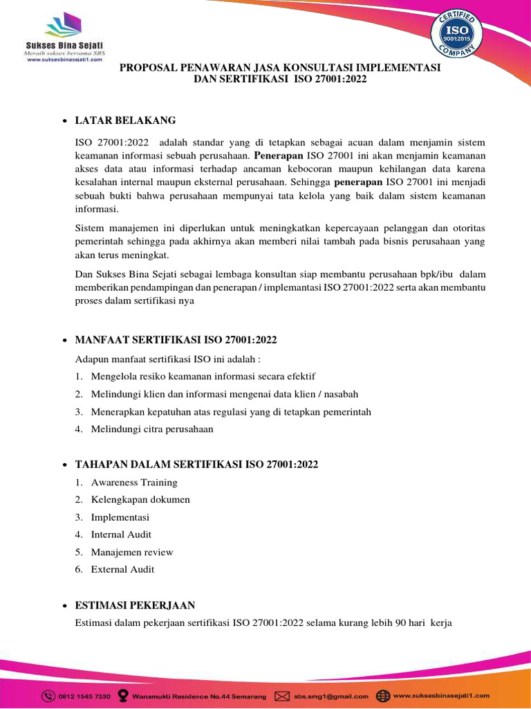 Proposal Sertifikasi ISO 27001:2022 | PDF