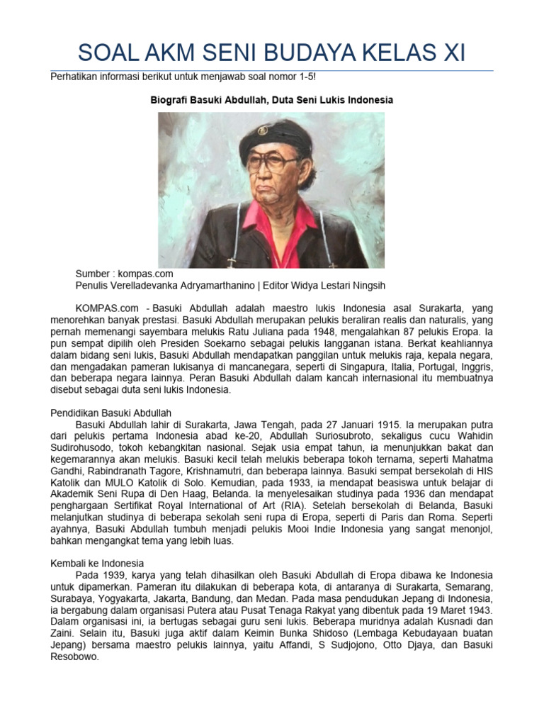 Biografi Basuki Abdullah, Pelukis Terkenal | PDF