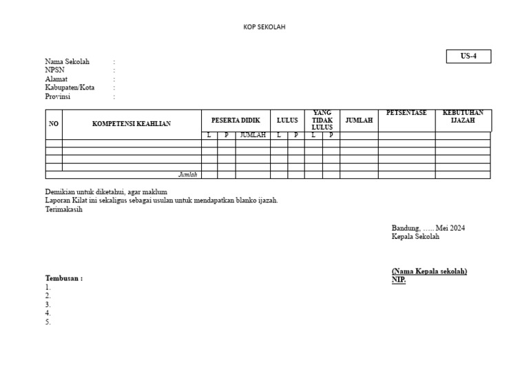 Contoh Format US-4 | PDF