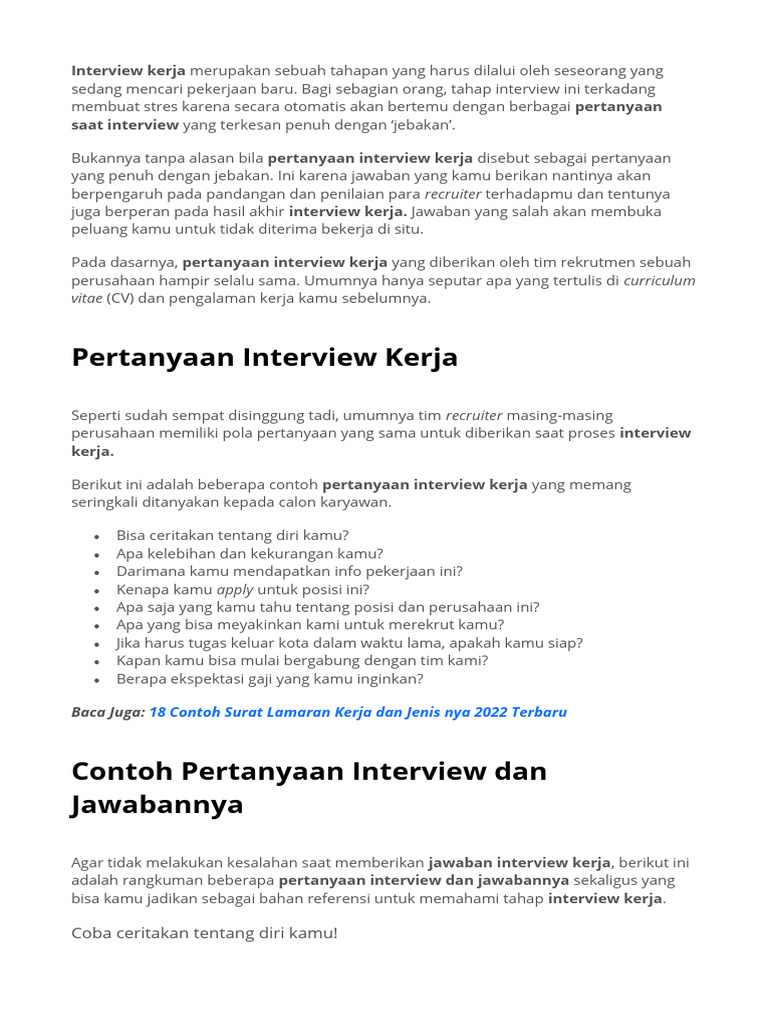 Interview Kerja | PDF