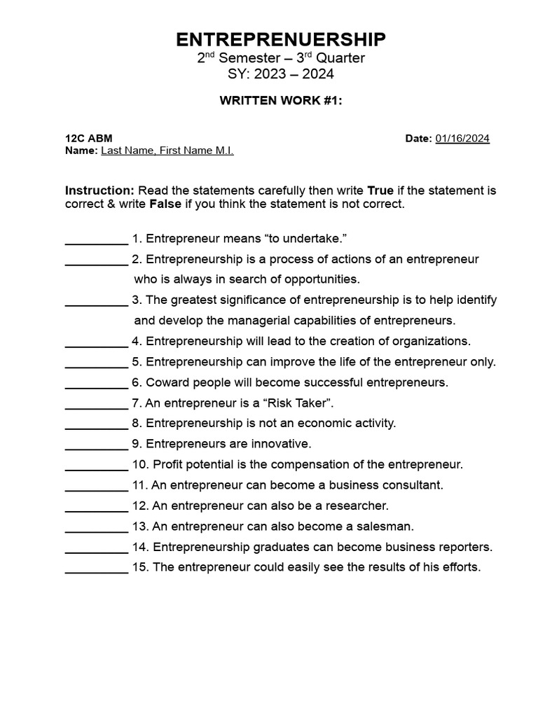 Madamba Entrep Ww1 q3 Week4 | PDF