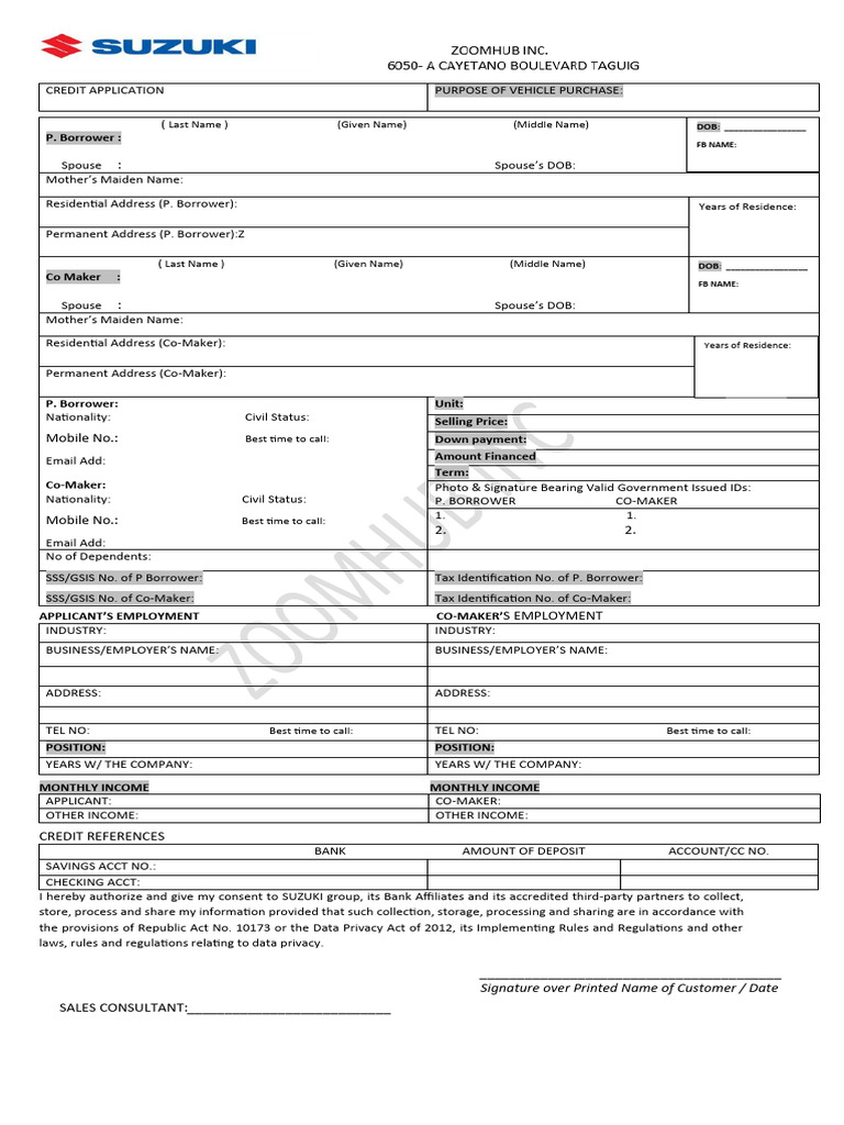 Auto Loan Credit Application | PDF | Identity Document | Banks