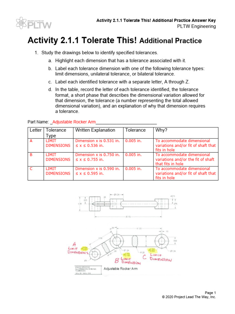 Ied 211 Tolerate This Additional Practice Answer Key | PDF | Engineering Tolerance | Metrology