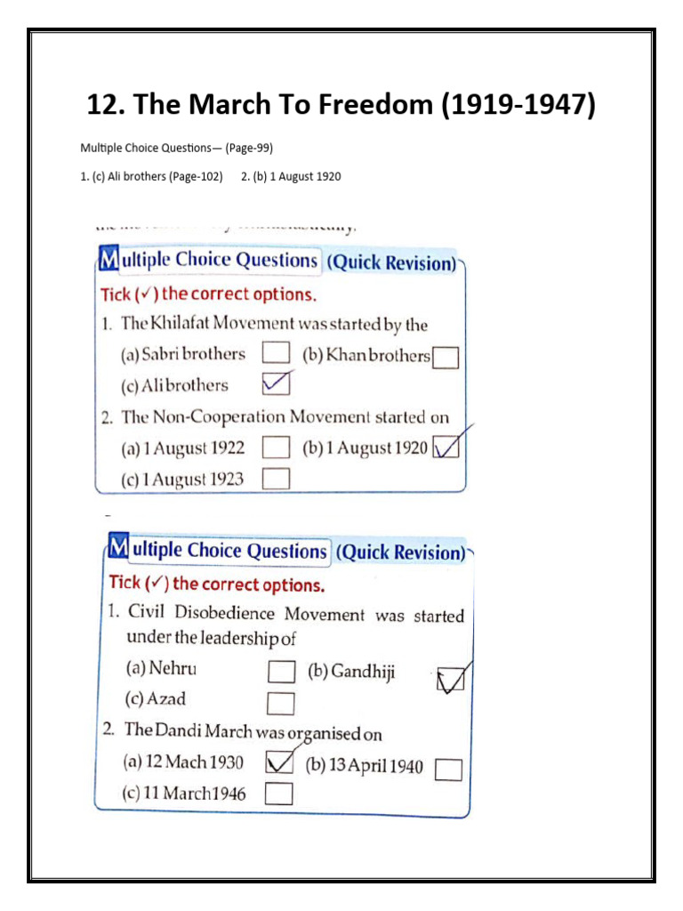 Ws The March To Freedom | PDF | Mahatma Gandhi | British Raj